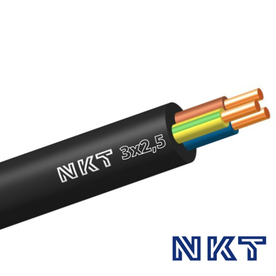 Przewód KABEL Ziemny YKY 3x2,5 mm2 NKT 0,6/1 kV NKT | NKT ★ Sklep ...